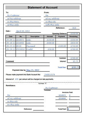 Statement of Account – Templated